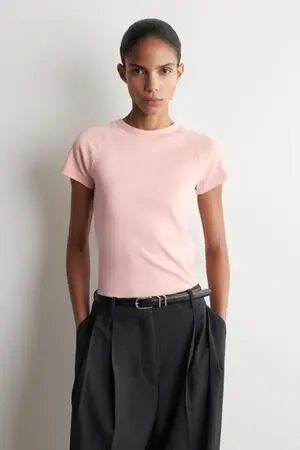 Cos Slim Cotton Raglan T-shirt - Pink