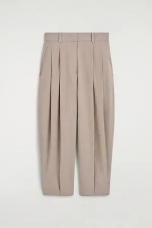 Cos Tailored Cotton Barrel-leg Pants - Beige