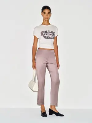 REFORMATION Hadley Mid Rise Satin Pant Grey