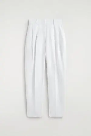 Cos Tailored Linen Barrel-leg Pants - White