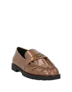 Pinko Glossed Leather Loafers With Logo Embellishment