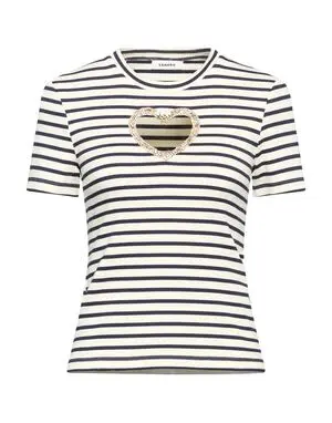 Sandro Striped Embellished Crewneck T-shirt