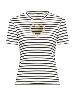 Sandro Top Cream Size Cotton, Elastane - White