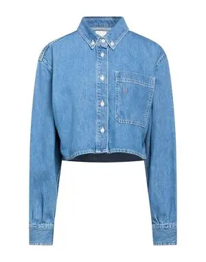Sandro Denim Shirt With Embroidered Logo