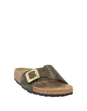 BIRKENSTOCK Snakeskin Print Leather Slide Sandals