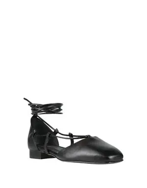 ALOHAS Leather Ballet Flats With Tie Fastening
