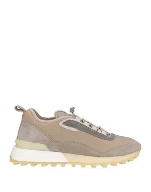 Brunello Cucinelli Low-top Sneakers In Suede And Textile Fibers - Beige