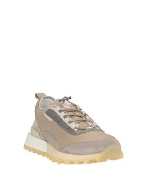 Brunello Cucinelli Low-top Sneakers In Suede And Textile Fibers - Beige