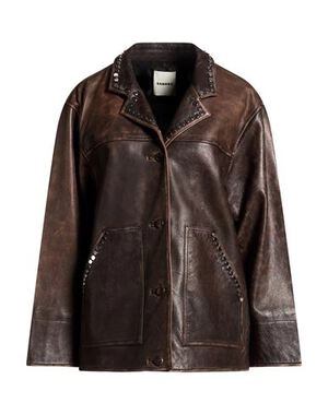 Sandro Jacket Dark Size Lambskin - Brown