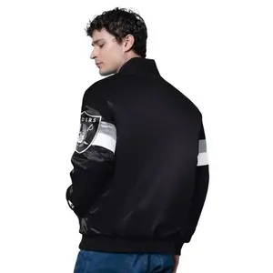 STARTER Las Vegas Raiders Triple Option Satin Varsity Jacket By