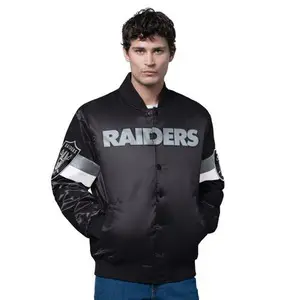 STARTER Las Vegas Raiders Triple Option Satin Varsity Jacket By