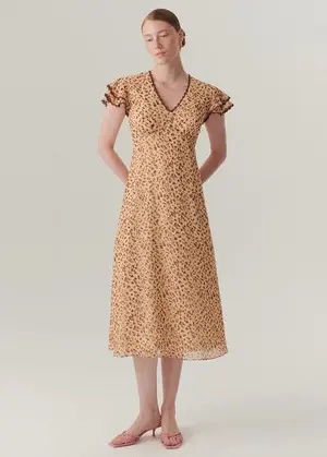 EXQUISE Nora Chiffon Midi Dress