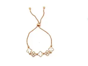GEMINI JEWELRY White Clover Adjustable Bracelet - Red