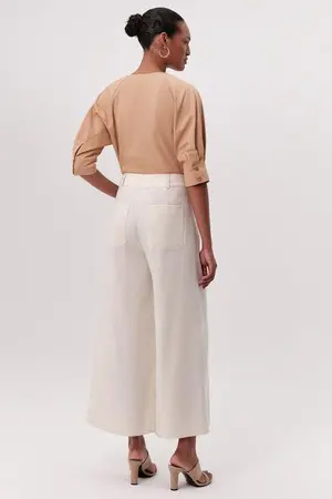 EXQUISE Rebecca High Rise Zippered Wide Leg Pants