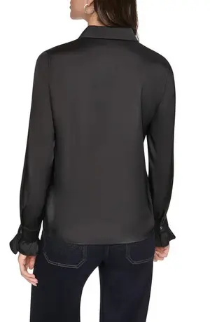 Dkny Animal Heat Set Studs Satin Button-up Shirt - Black
