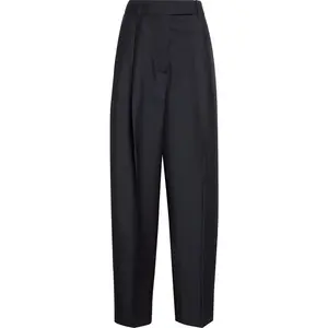 RÓHE Daria Pleated High Waist Tapered Virgin Wool & Mohair Trousers - Navy