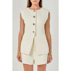 Endless Rose Power Shoulder Vest - Ivory