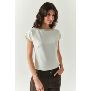 EXQUISE Scout Dropped Shoulder Knit Blouse - Ecru
