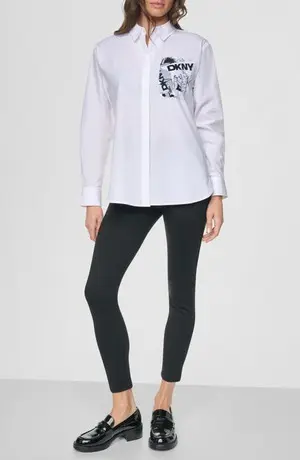 Dkny Print Pocket Poplin Shirt