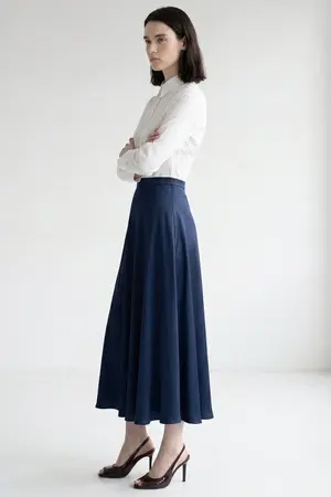 EXQUISE A-line Zippered Midi Skirt