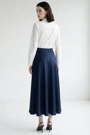 EXQUISE A-line Zippered Midi Skirt