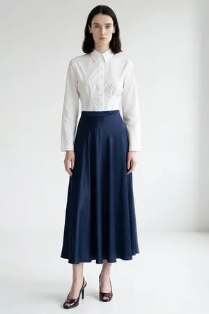EXQUISE A-line Zippered Midi Skirt