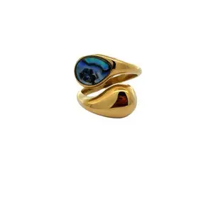 GEMINI JEWELRY Oval Inlay Statement Ring