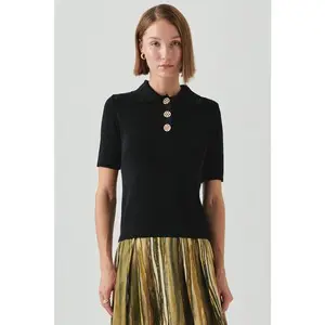 EXQUISE Jaylah Short Sleeve Blouse - Black