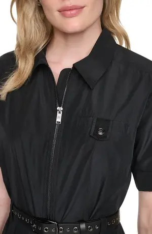 Dkny Zip Front Taffeta Shirtdress