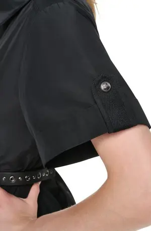 Dkny Zip-front Taffeta Shirtdress