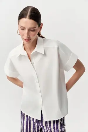 EXQUISE Tegan Poplin Short Sleeve Shirt