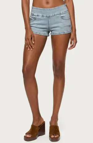 EDIKTED Zaida Stretch Denim Micro Shorts