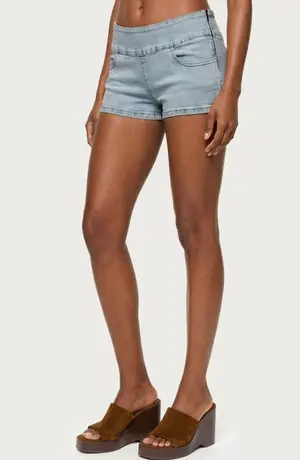 EDIKTED Zaida Stretch Denim Micro Shorts