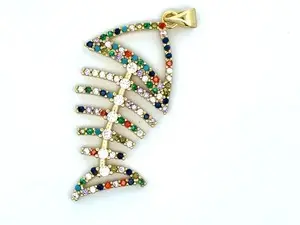 GEMINI JEWELRY Multicolor Fish Bone Pendant