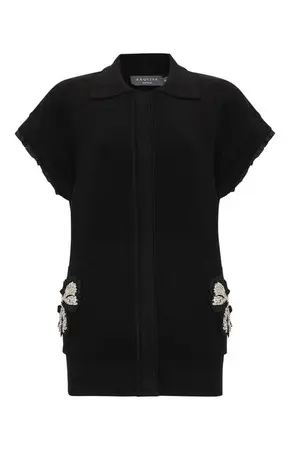 EXQUISE Stone Pocket Detail Collar Knit Vest