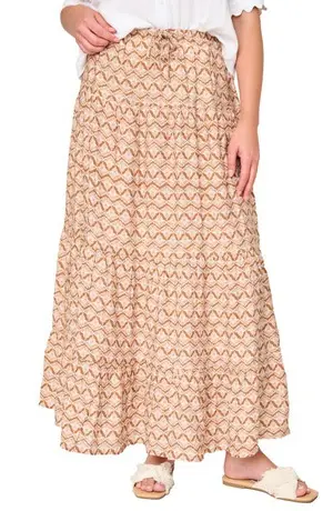 GIBSONLOOK Tiered Maxi Skirt - Mocha Shell