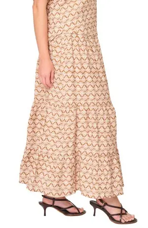 GIBSONLOOK Tiered Maxi Skirt With Drawcord Waist - Mocha Shell