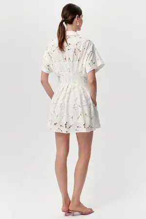 EXQUISE Angevin Slim Short Sleeve Mini Dress - Ecru