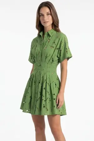 EXQUISE Angevin Slim Short Sleeve Mini Dress - Green
