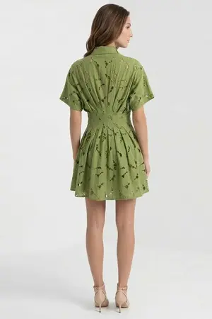 EXQUISE Angevin Slim Short Sleeve Mini Dress - Green