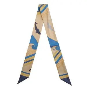 ANNETTE AMOROSO Etruscan Italian Silk Twill Scarf - Blue/gold