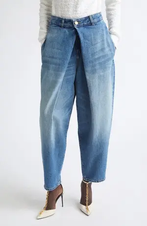 Balmain Pleated Barrel Leg Jeans - 6ff Blue