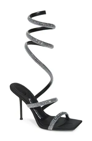 Alexander Wang Julie Hotfix Coil Sandal - Black/silver