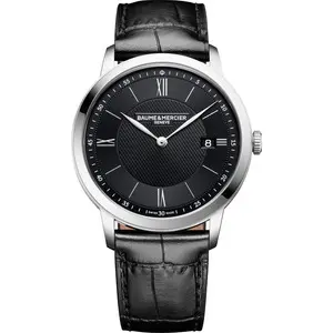 Baume & Mercier Classima Leather Strap Watch - Black