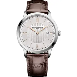 Baume & Mercier Classima Leather Strap Watch - Silver