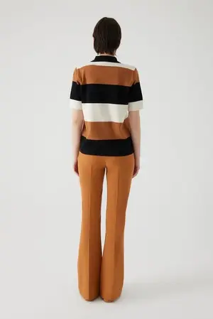 EXQUISE Aidanne Polo Collar Knit Blouse
