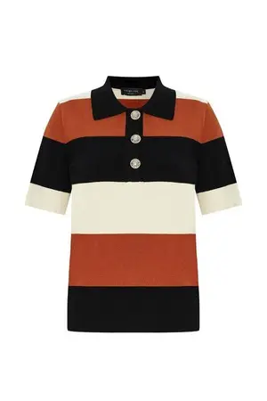 EXQUISE Aidanne Polo Collar Knit Blouse