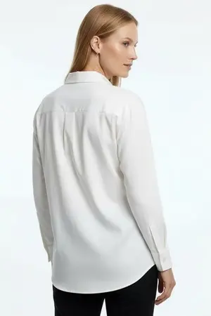 EXQUISE Jaelyn Embellished Long Sleeve Shirt - Ecru