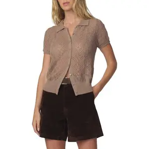 Joe's Jeans The Davey Open Stitch Short Sleeve Cardigan - Mink