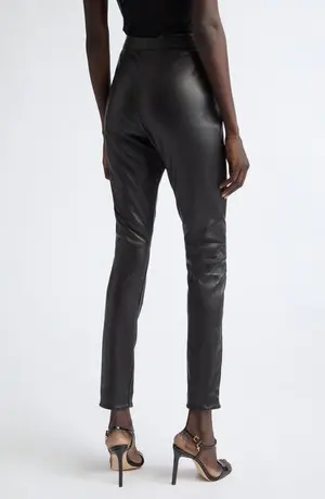 TOM FORD Zip Front Lambskin Leather Skinny Pants